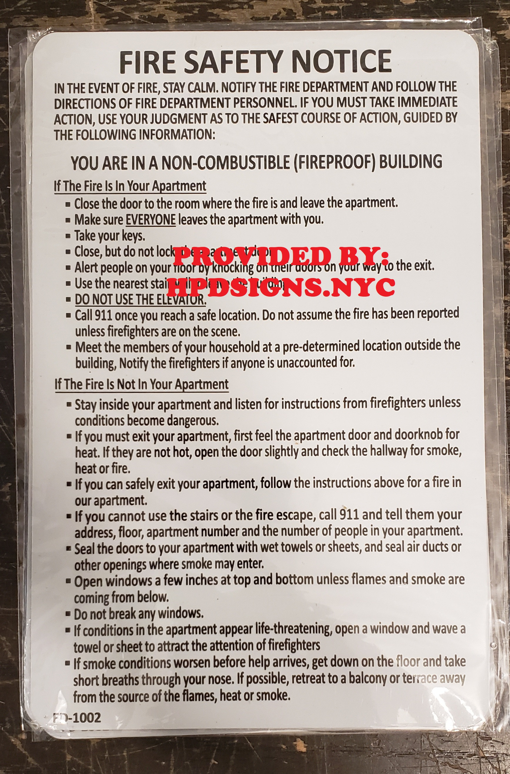 FIRE SAFETY NOTICE FIRE HPD NON FIRE PROOF BUILDING (1)