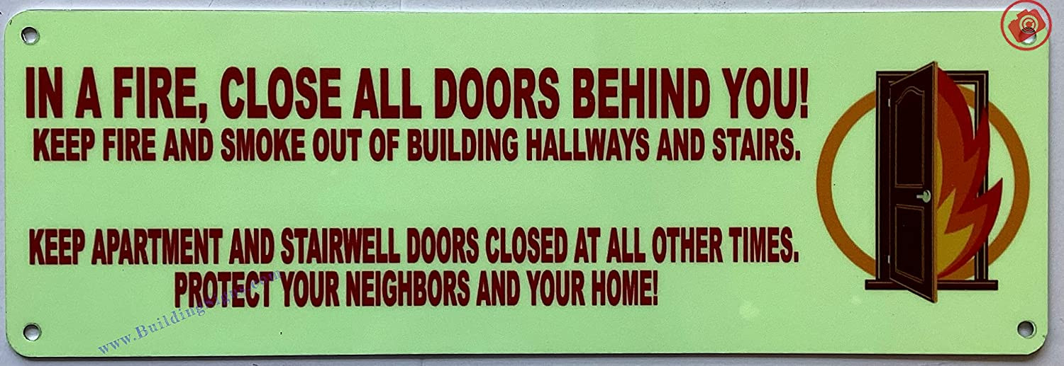 FDNY Sign, New York ."in a Fire, Close All Doors Behind You" Sign ...