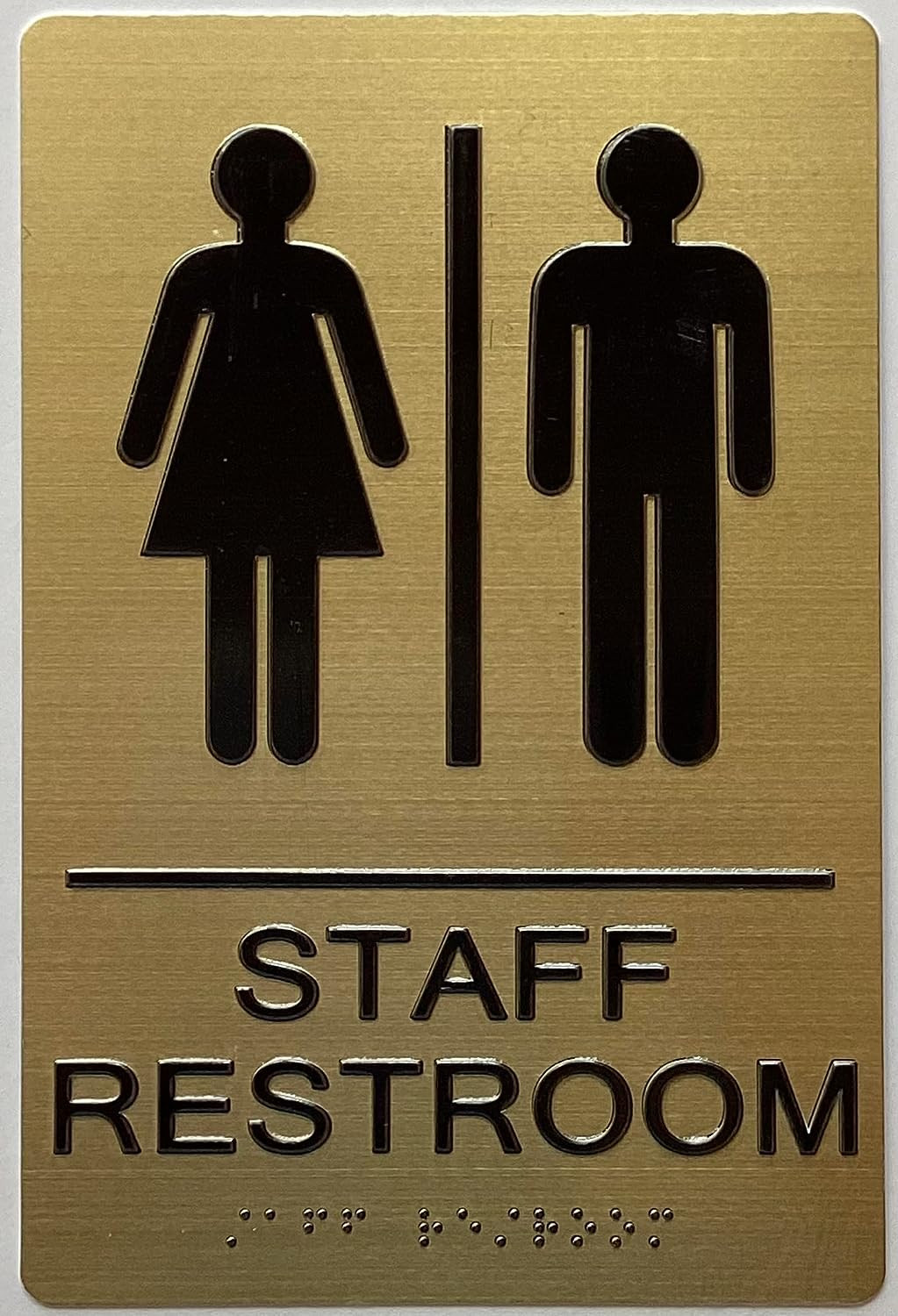 STAFF RESTROOM SIGN- TACTILE SIGN WITH BRAILLE, RAISED LETTER AND ...