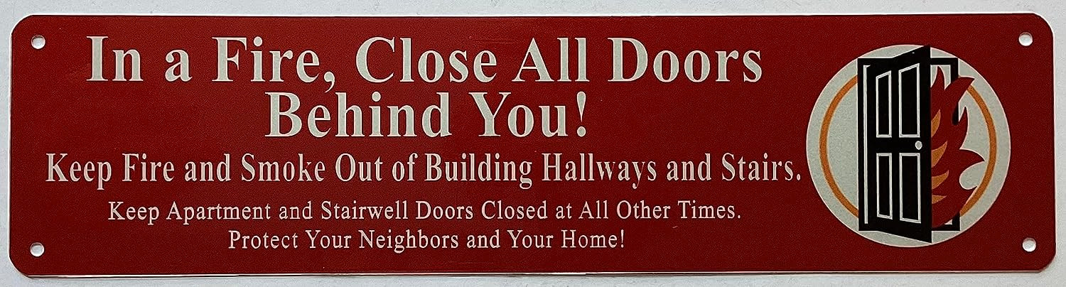 FDNY Sign, New York ."in a Fire, Close All Doors Behind You" Sign ...