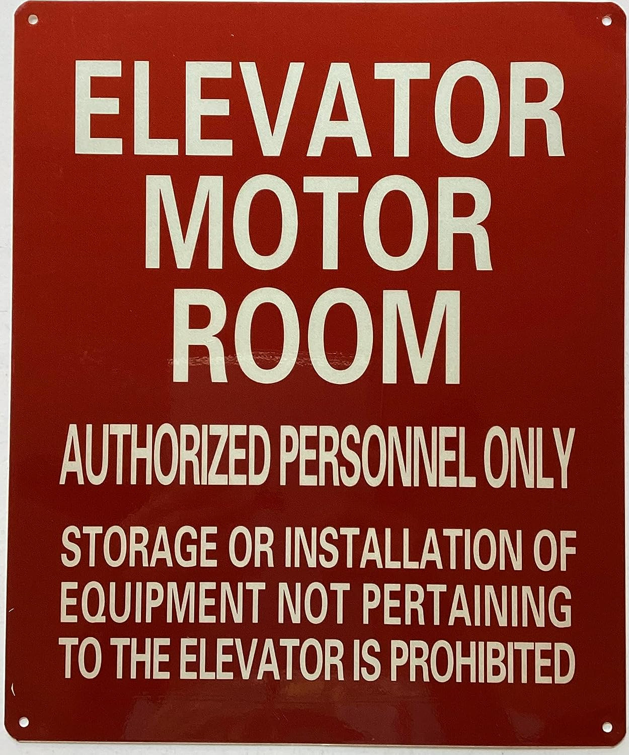 Elevator Machine Room Authorized Personnel ONLY Sign (WhiteReflective ...