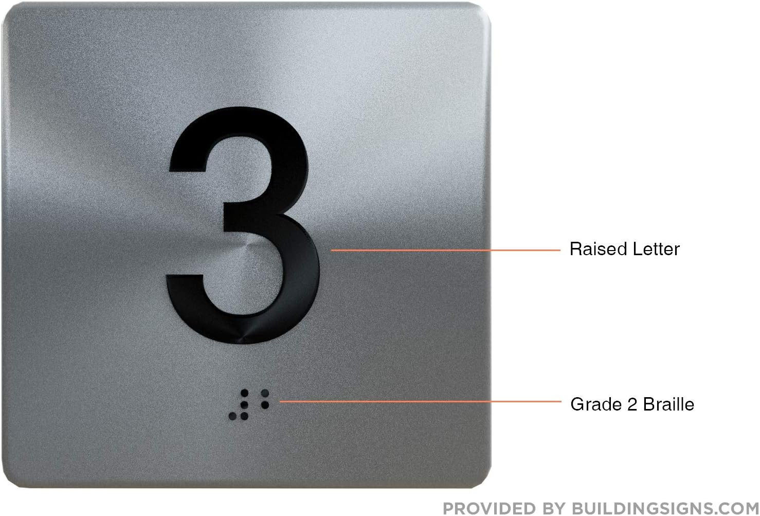 Elevator JAMB Plate with Braille - Elevator Floor Number Brush SILVER ...
