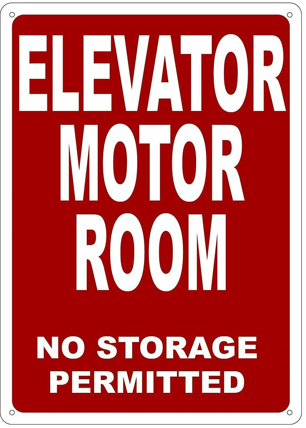 Elevator Motor Room Sign (Red, Reflective, Aluminium )