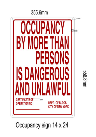 NYC OCCUPANCY SIGN