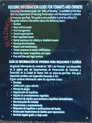 HPD Housing Information Guide sign (§ 26-1103)