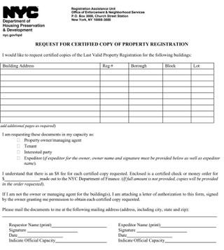 HPD PROPERTY REGITRATION BY MAIL FORM