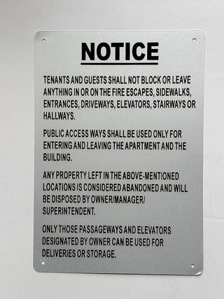 NO STOARGE in Hallway Sign