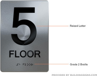 FLOOR NUMBER SIGN Tactile Graphics Grade 2 Braille Text with raised ...