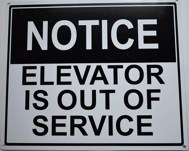 Notice Elevator is Out of Service Sign (White Background,Aluminium, )