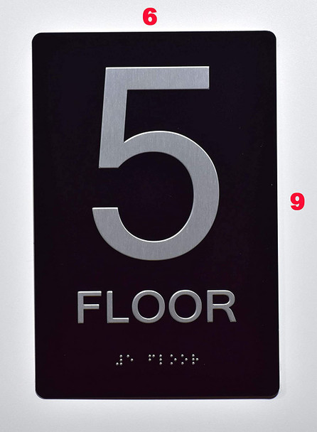 Floor Number Sign -Tactile Signs 5TH Floor Sign The Sensation line
