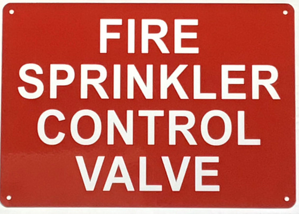 FIRE SPRINKLER CONTROL VALVE SIGN (7x10,Red,Aluminum) -ref21422 ...