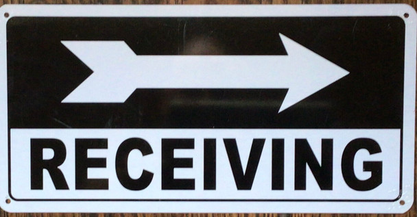 RECEIVING (RIGHT ARROW) SIGNS (6X12,BLACK BACKGROUND,ALUMINUM ...