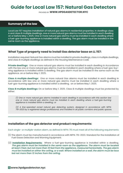 HPD gas detector requirments per LL157