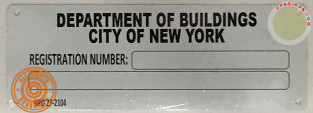 BUILDING REGISTRATION NUMBER Signage