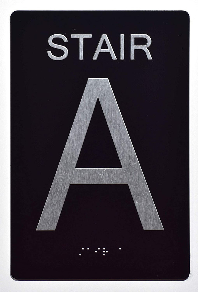 Stair A Sign -Stair Number Sign Black (Aluminium, Black/Silver) The ...