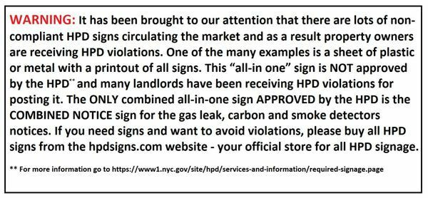 HPD Housing Information Guide sign (§ 26-1103)