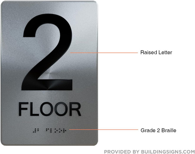 FLOOR NUMBER SIGN Tactile Graphics Grade 2 Braille Text with raised ...