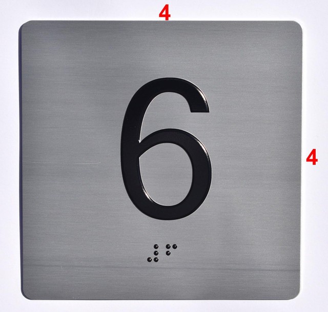 Elevator JAMB Plate with Braille - Elevator Floor Number Brush SILVER ...