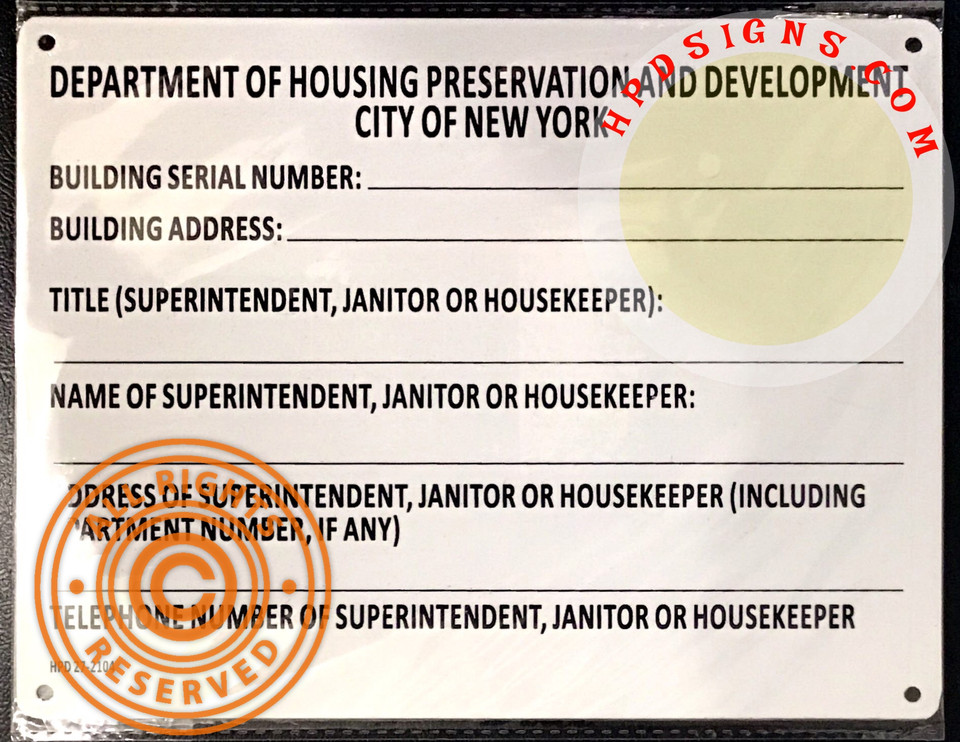 HPD Serial number signage (27-2107)-El blanco Line