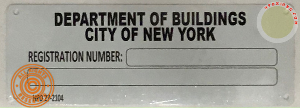 BUILDING REGISTRATION NUMBER Signage