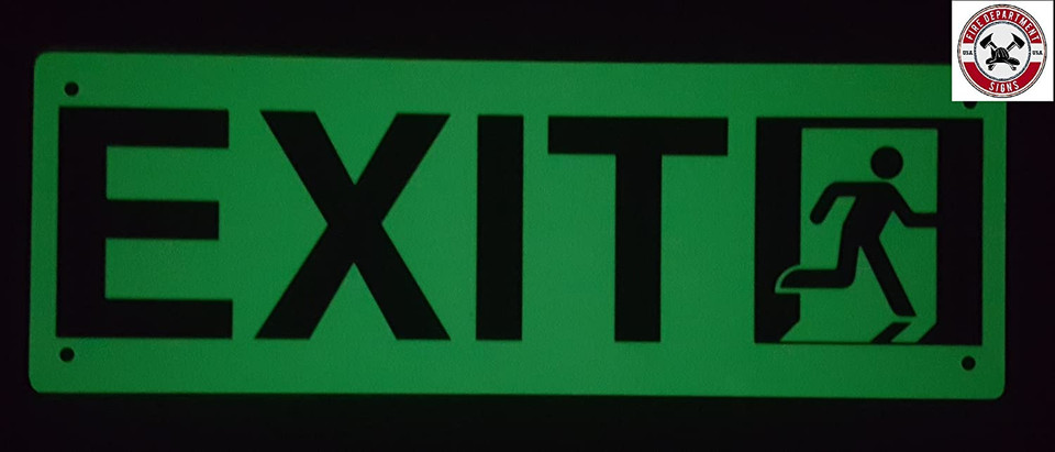 Exit Sign (Glow in The Dark Sign - Photoluminescent,High Intensity)