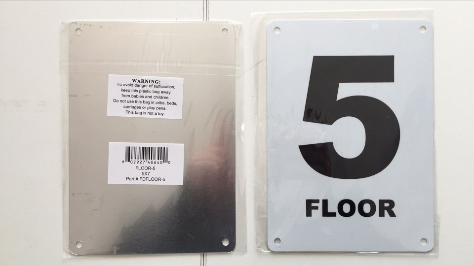 FLOOR NUMBER FIVE SIGN