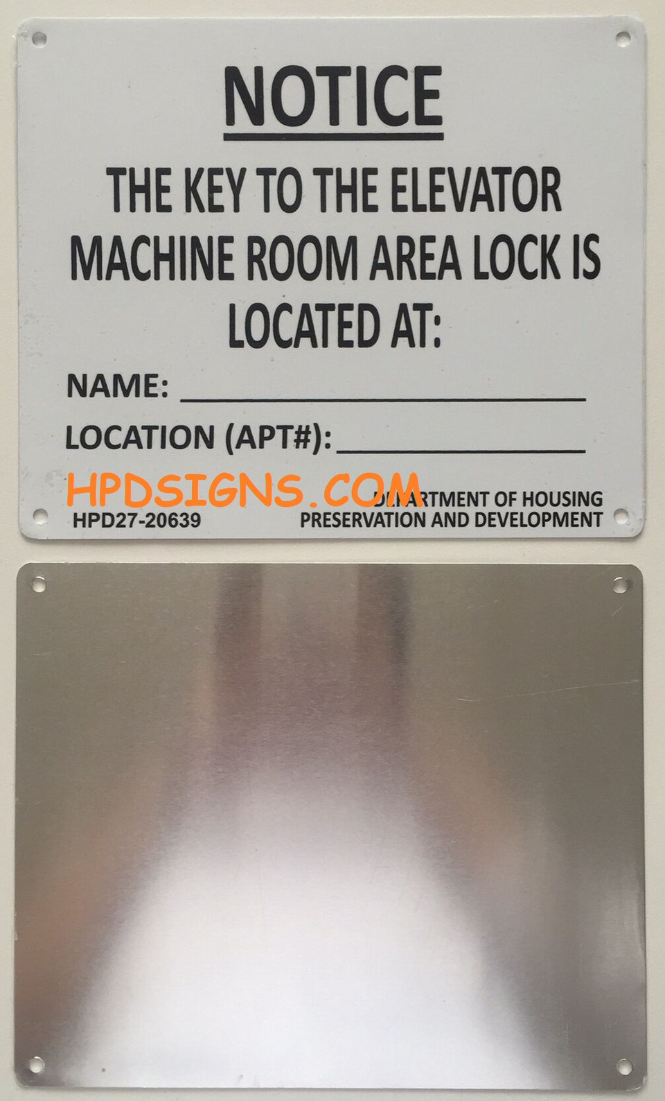 KEY TO THE ELEVATOR MACHINE ROOM SIGN
