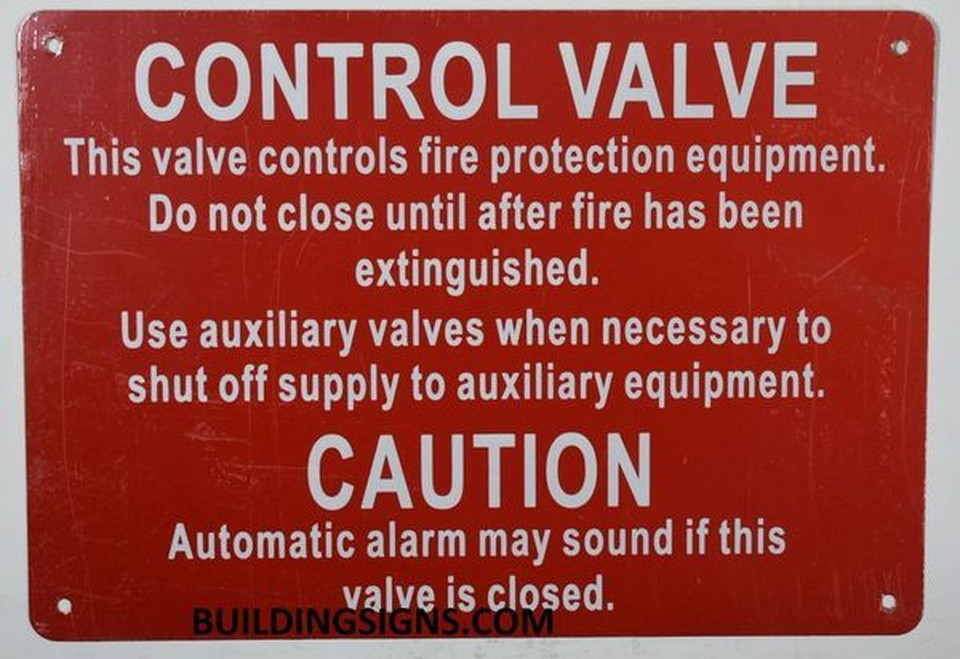 Control Valve - This Valve Controls FIRE Protection Equipment Sign