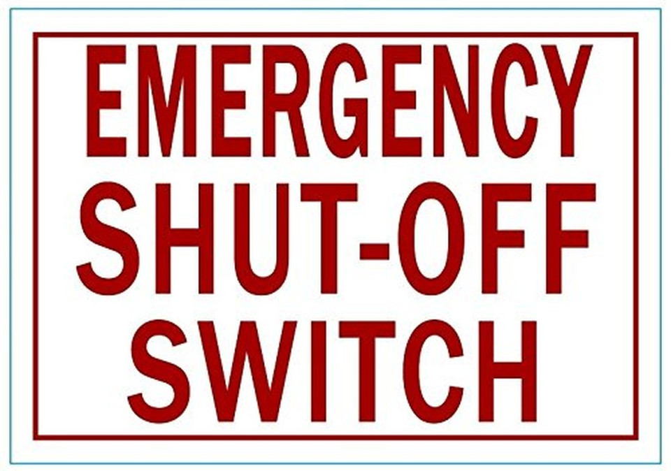 Emergency Shut Off Sign(Arrow Down,, Aluminium)