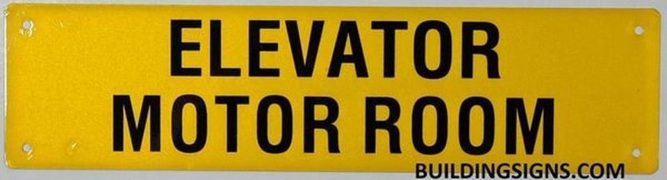 Elevator Motor Room Sign (Red, Reflective, Aluminium )