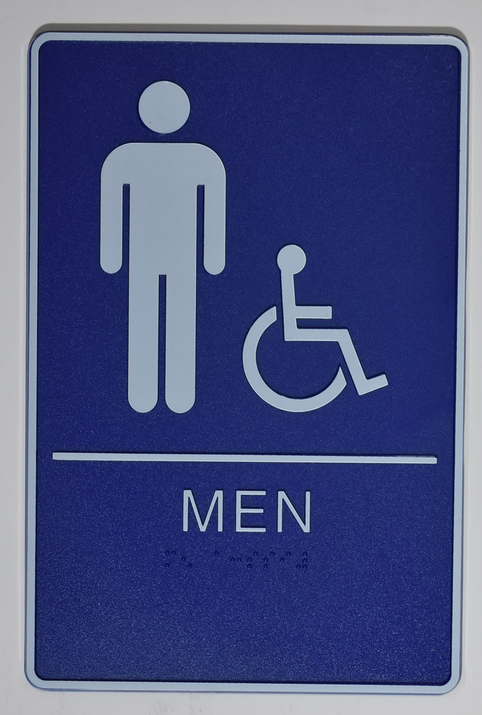 MEN Restroom Sign- BLUE- BRAILLE - The deep Blue ADA line