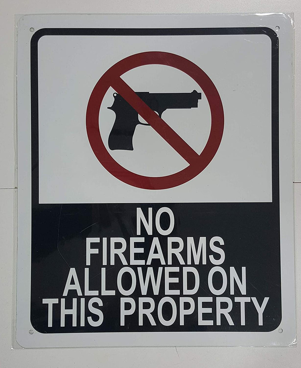 No Firearms or Weapons permitted on this property sign ( Aluminum)