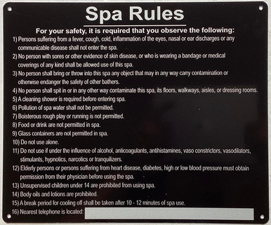 SPA Rules sign (BLACK, Reflective, SIZE 10x12 INCH, RUST FREE, ALUMINIUM)