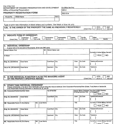HPD PROPERTY REGITRATION BY MAIL FORM