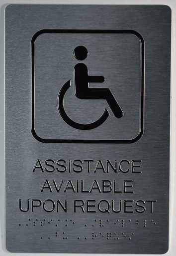 ADA-Assistance Available Upon Request Sign - Tactile Touch Braille Sign ...