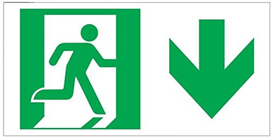 RUNNING MAN DOWN ARROW Sign -Adhesive Sign (Photoluminescent ,High ...