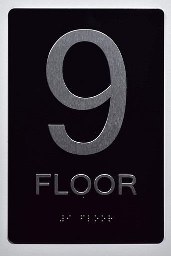 Floor Number Sign -Tactile Signs 9TH Floor Sign The Sensation line