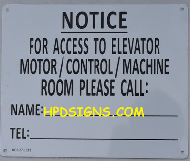 KEY TO THE ELEVATOR MACHINE ROOM SIGN