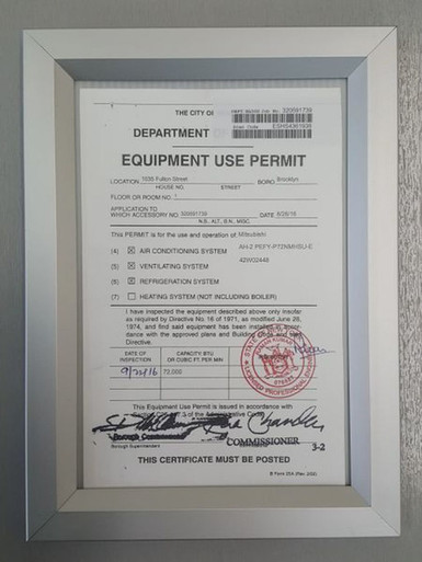 Elevator Permit Frame Aluminium (Front Insert)