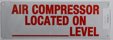 AIR Compressor Located in Basement Level Sign