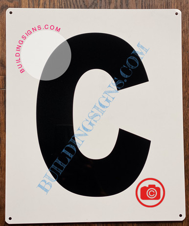 LETTER C SIGN - WHITE (ALUMINUM SIGNS 12x10)- Parking LOT Number Sign