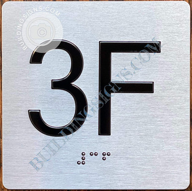 Apartment Number 3F Sign with Braille and Raised Number