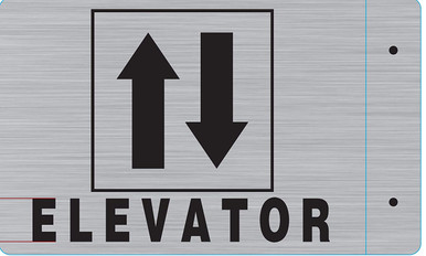 Elevator Projection Sign- Elevator 3D Sign (Silver- Brush Aluminium ...