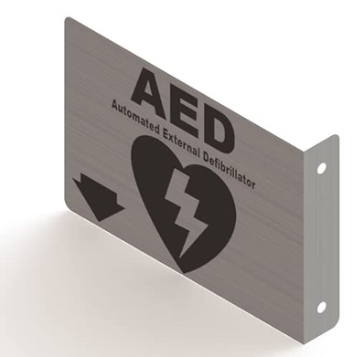 AED Projection Sign- AED 3D Sign (Silver- Brush Aluminium, 7X10, 90D ...