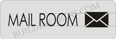 MAIL Room Sign (BRUS Silver, Aluminum, Size 3X8) - HPDSIGNS.NYC
