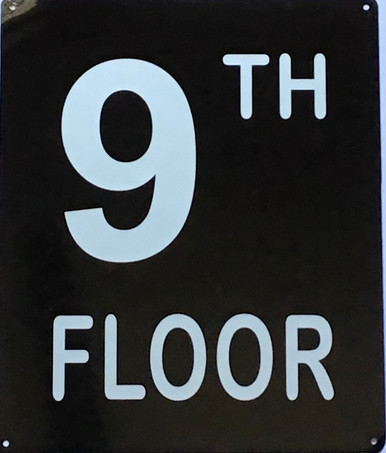 9TH FLOOR SIGN (10X12,Black Aluminum) - HPDSIGNS.NYC