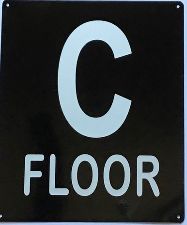 C FLOOR SIGN (10X12,Black Aluminum) - HPDSIGNS.NYC
