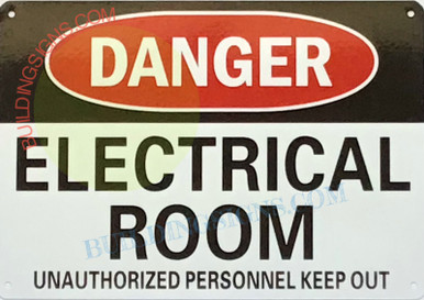 DANGER ELECTRICAL ROOM SIGN(7x10,WHITE,ALUMINUM) - HPDSIGNS.NYC