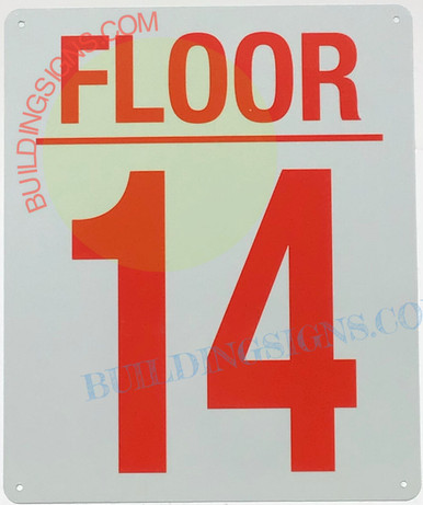 14 FLOOR SIGN (10x12,White,Aluminum) - HPDSIGNS.NYC