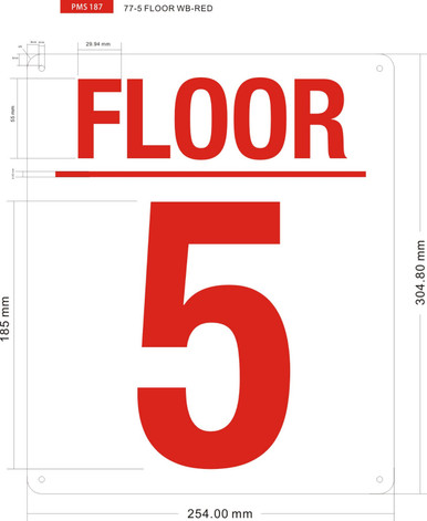 5 FLOOR SIGN (10x12,White,Aluminum) - HPDSIGNS.NYC